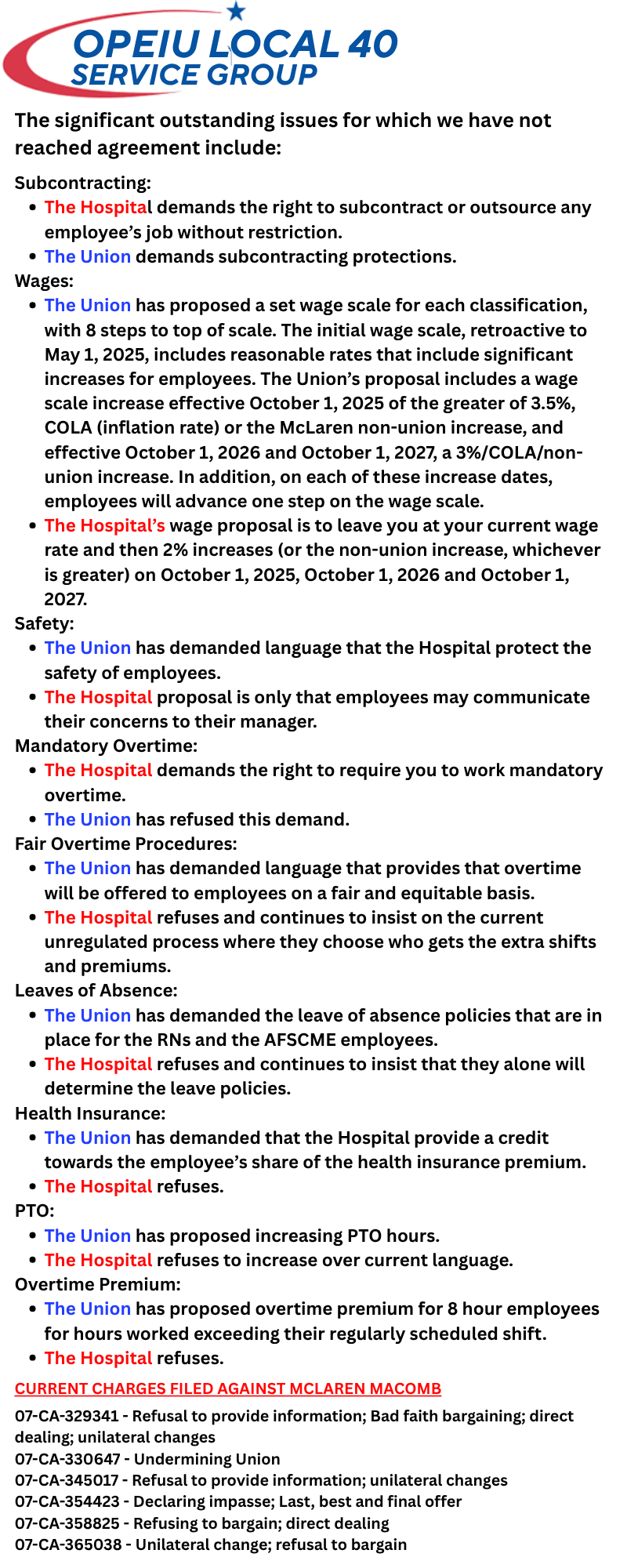 RN Staff Council, OPEIU, Local 40, AFL-CIO, CLC | MCLAREN MACOMB 2025 ...