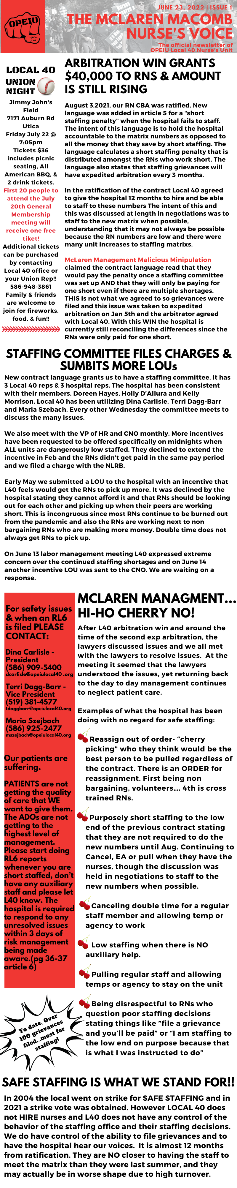 RN Staff Council, OPEIU, Local 40, AFL-CIO, CLC